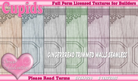 Second Life Marketplace - *Cupids Textures * 8 GINGERBREAD TRIMMED WALLS