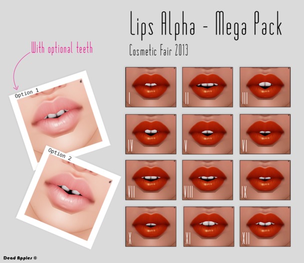 Second Life Marketplace - {D.A} Lips Alpha - Mega Pack