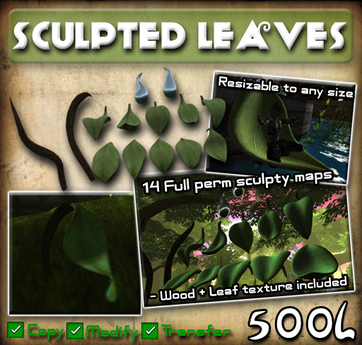 Second Life Marketplace - ::Supplee:: Sculpted leaves - Full perms