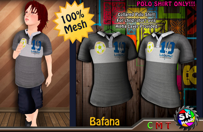 Second Life Marketplace - [SKM] Bafana Polo Mesh Shirt