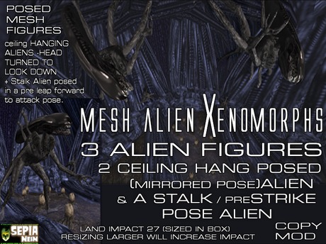 Second Life Marketplace - Mesh ALIEN XENOMORPH FIGURES:CEILING CRAWL ...