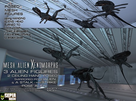 Second Life Marketplace - Mesh ALIEN XENOMORPH FIGURES:CEILING CRAWL ...
