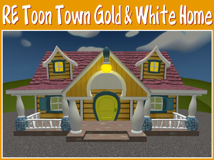 Second Life Marketplace - RE Toon Town Gold & White Home - Fun Cartoon ...