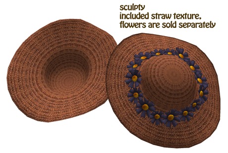 Second Life Marketplace - origami~* Straw Hat Mesh+Sculpty