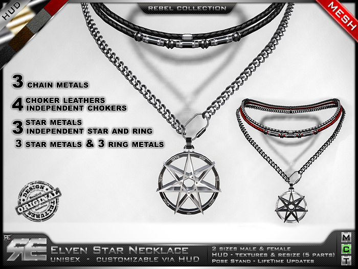 Second Life Marketplace - **RE** Rebel Elven Star Necklace * MESH ...