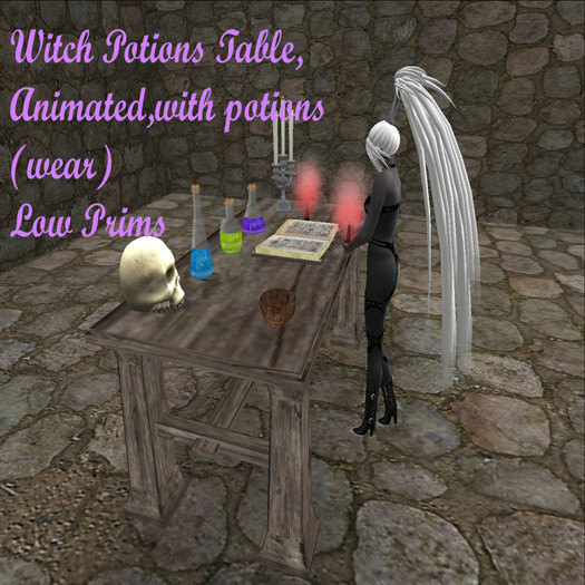 Second Life Marketplace - Box *** Witch Potions Table *** by Lucylla Seerose