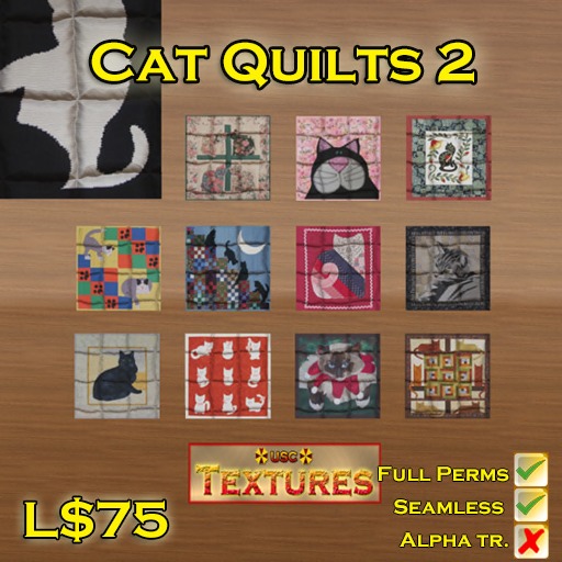 Second Life Marketplace - USC Textures - Cat Quilts 2