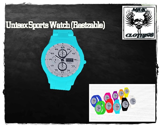 Second Life Marketplace - MIUK -Sport Baby Blue Mesh_Unisex Watch ...