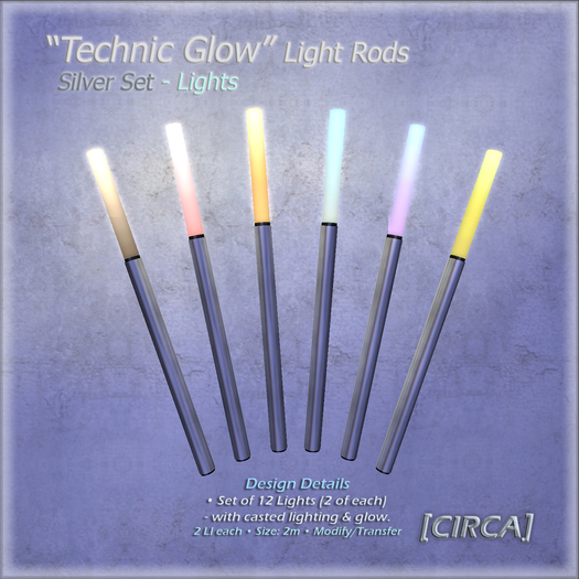 Second Life Marketplace - [CIRCA] "Technic Glow" - Light Rods - Silver ...