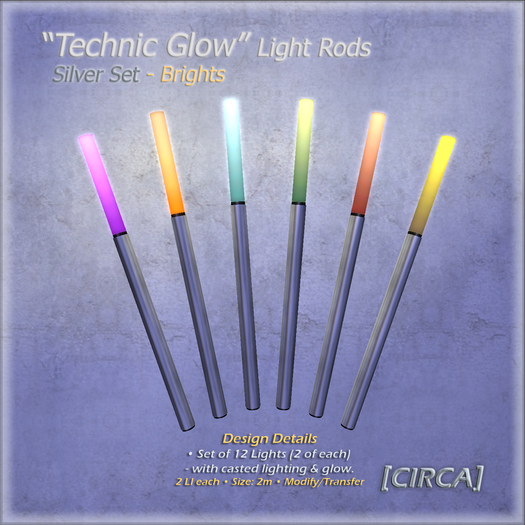 Second Life Marketplace - [CIRCA] "Technic Glow" - Light Rods - Silver ...