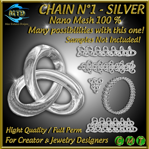 Second Life Marketplace - MTD - NANO MESH JEWELRY - CHAIN N 1 - SILVER