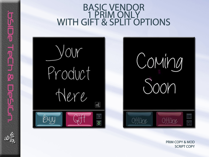 Second Life Marketplace - 1 PRIM BASIC VENDOR 2.7 . BUY & GIFT BUTTONS ...