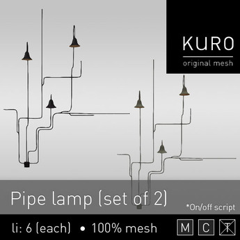 Second Life Marketplace - Kuro - Pipe lamp (set of 2)
