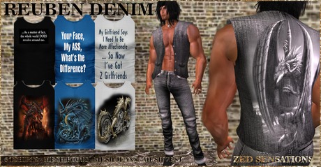 Second Life Marketplace - Zed Sensations*.Reuben Denim Outfit black ...