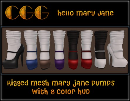 Second Life Marketplace - CGG Hello Mary Jane Pumps (& Socks) with 8 ...
