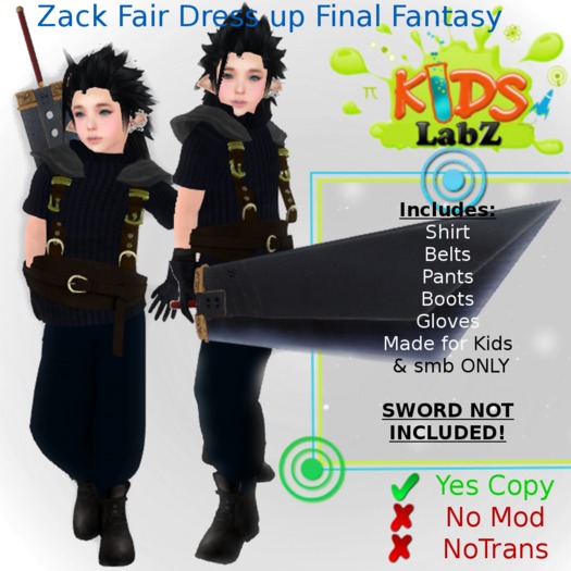 Second Life Marketplace - ::KidzLabz:: Zack Fair Outfit KIDs