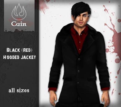 Second Life Marketplace - Cain - Black (Red) - Hooded Jacket