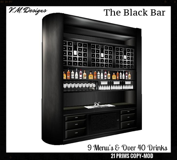 Second Life Marketplace - The Black Bar 9+ Menu's & 40+ Drinks Home ...