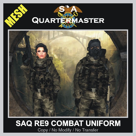 Second Life Marketplace - SAQ MESH RE9 COMBAT UNIFORM w/ GAS MASK