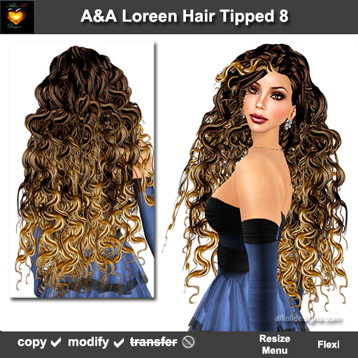 Second Life Marketplace - A&A Loreen Hair Tipped 8 (Value Pack Color 8 ...