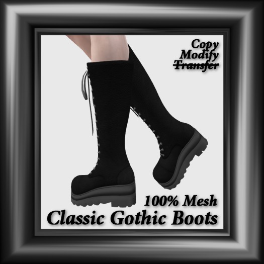 Second Life Marketplace Mekkys Classic Goth Mesh Boots