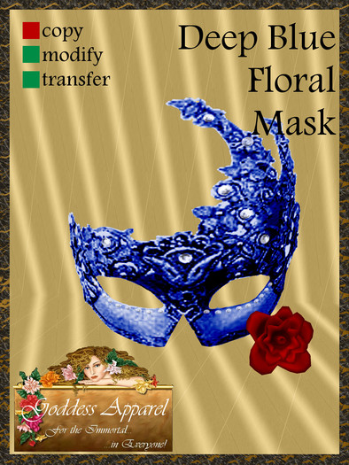 Second Life Marketplace - *Goddess* Deep Blue Floral Mask