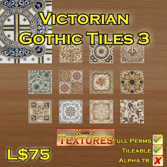 Second Life Marketplace - USC Textures - Victorian Gothic Tiles 3