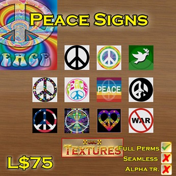 Second Life Marketplace - USC Textures - Peace Signs