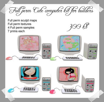 Second Life Marketplace - Full Perm Cute Computer kit for builders