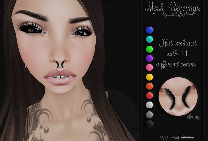 Second Life Marketplace - {ataxia} Curved Septum - All Colors