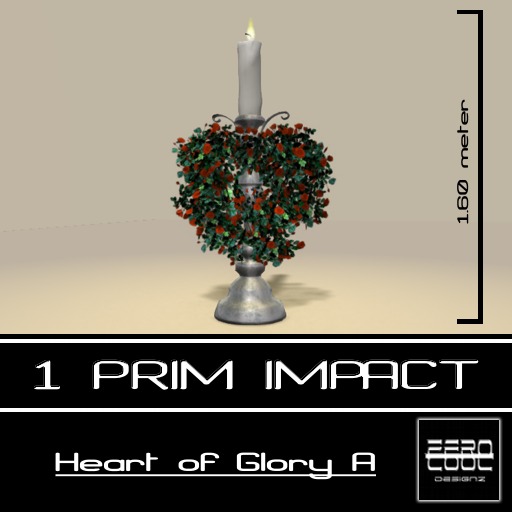 Second Life Marketplace - ZC 1 PRIM IMPACT - Floorcandle Heart of Glory A2