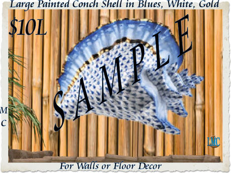 Second Life Marketplace - Large Blue & White Conch Shell Wall or Floor ...