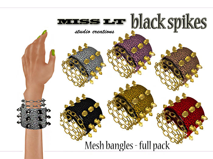 Second Life Marketplace - Miss LT - Gothic unissex mesh bangles - gold ...
