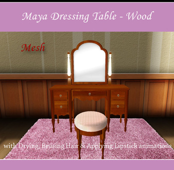 Second Life Marketplace - Maya Dressing Table - Wood (Mesh), with ...