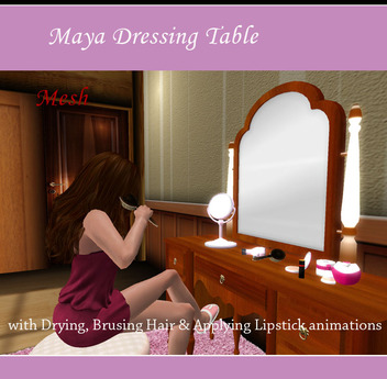 Second Life Marketplace - Maya Dressing Table - Wood (Mesh), with ...