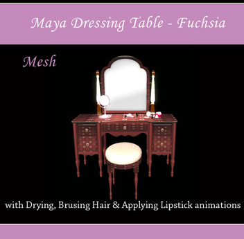 Second Life Marketplace - Maya Mesh Dressing Table - Fuchsia, with ...