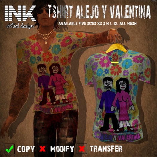 Second Life Marketplace - TShirt MESH Alejo y Valentina INK