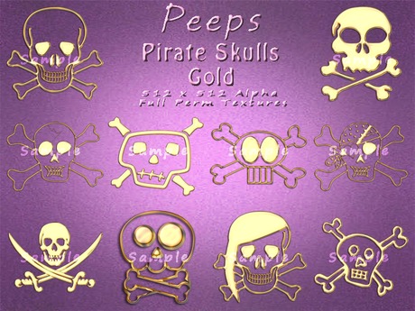 Second Life Marketplace - Peeps Textures Pirate Skulls Gold