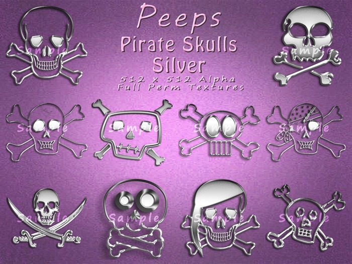 Second Life Marketplace - Peeps Textures Pirate Skulls Silver