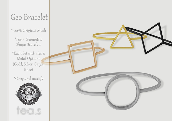 Second Life Marketplace - [tea.s] Geo Bracelete - Full Set