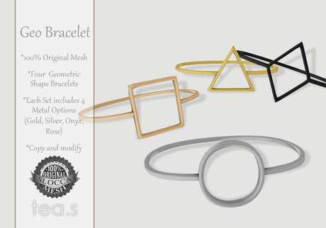 Second Life Marketplace - [tea.s] Geo Bracelete - Square Set