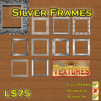 Second Life Marketplace - USC Textures - Silver Frames