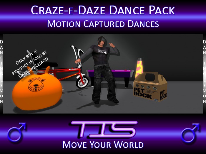 Second Life Marketplace - TIS Craze-e-Daze Male Dance Animation Pack
