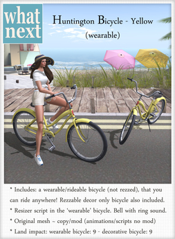 Second Life Marketplace - {what next) Huntington Bicycle - Yellow (wear ...