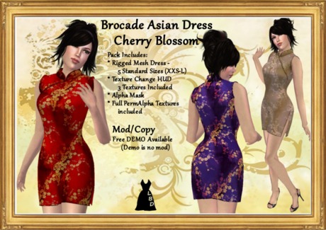 Second Life Marketplace - *LBD* Asian Mesh Dress - 9 Texture Fat Pack