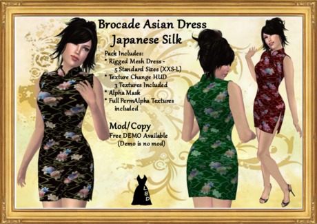 Second Life Marketplace - *LBD* Asian Mesh Dress - 9 Texture Fat Pack