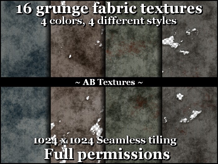 Second Life Marketplace - 16 Grunge fabric textures 1024x1024 Seamless ...