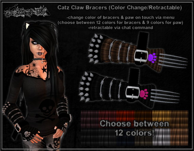 Second Life Marketplace - ::DarKCatZ:: Catz Claw Bracers (Color Change/Retractable)