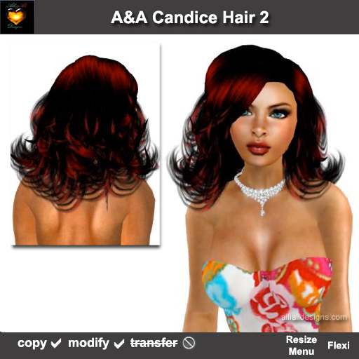 Second Life Marketplace - A&A Candice Hair Dark Red (Color 2). Medium length womens hairstyle ...