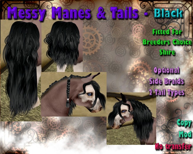 Second Life Marketplace - *SC* Messy Manes & Tails (Shire) - Black